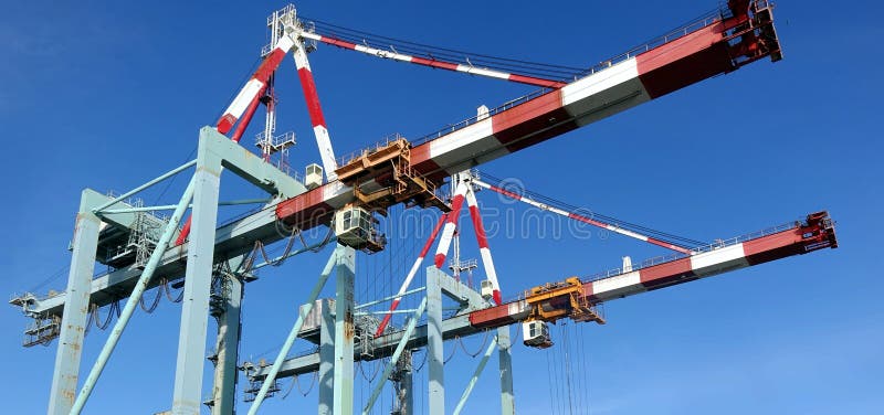 Detail View of Container Loading Cranes Stock Image - Image of ...