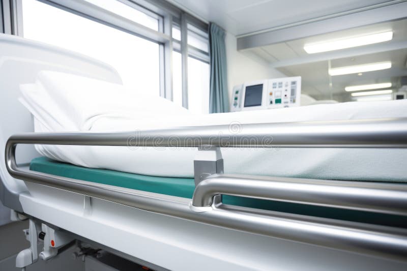 Detail View of Hospital Bed with Side Rails Up Stock Illustration ...