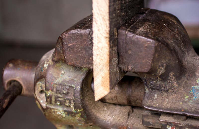 Wood is Clamped in the Vise Stock Photo - Image of employed, tool ...