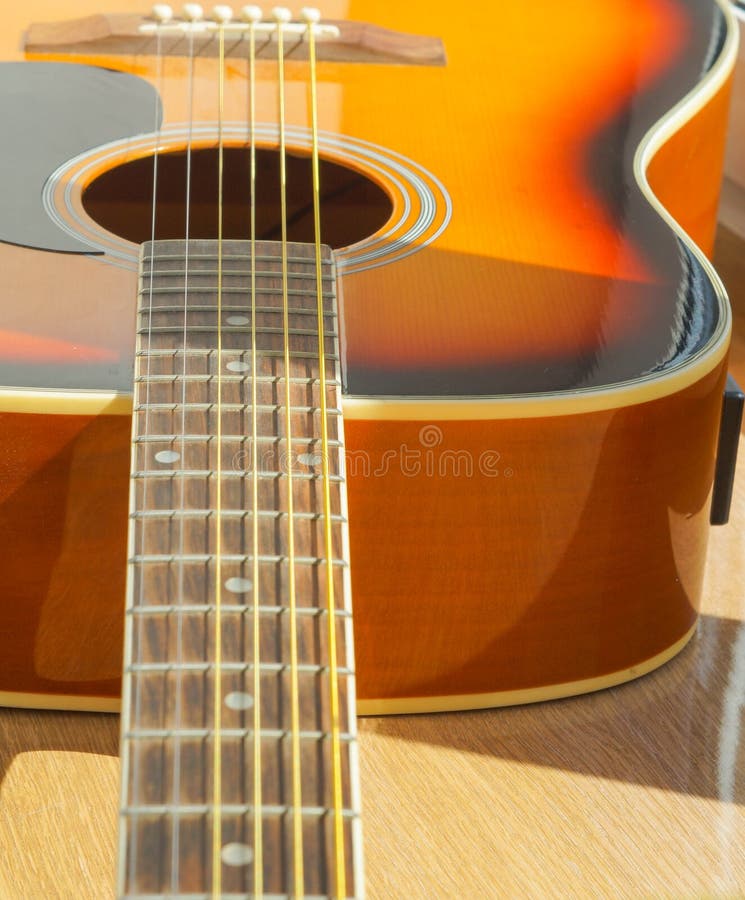 Detail View of the Sound Hole and Strings of an Acoustic Guitar Stock ...