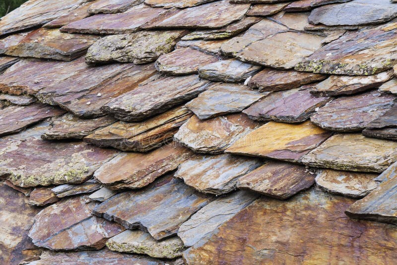 Detail View of a Stone Roof Made of Stone Shingles Stock Photo - Image ...
