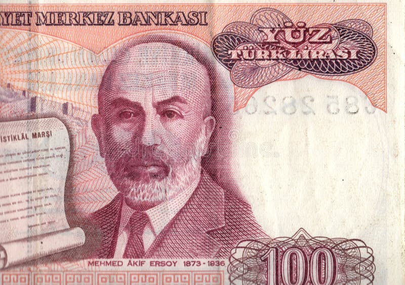 Detail of a Vintage Bank Note from Turkey. Stock Illustration ...