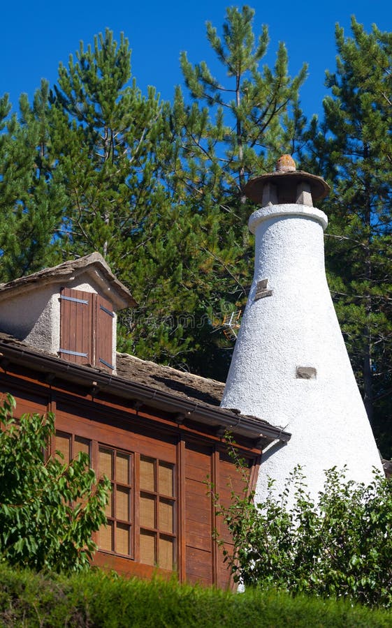 Detail of a White Chimney of a Cottage in the Pyrene Stock Image ...