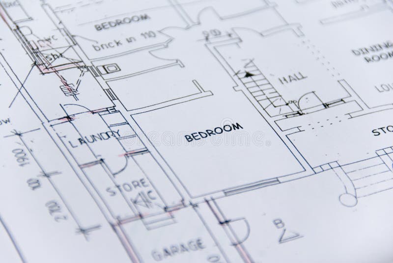 Detail of White Sheet of Building Plans Stock Photo - Image of white ...