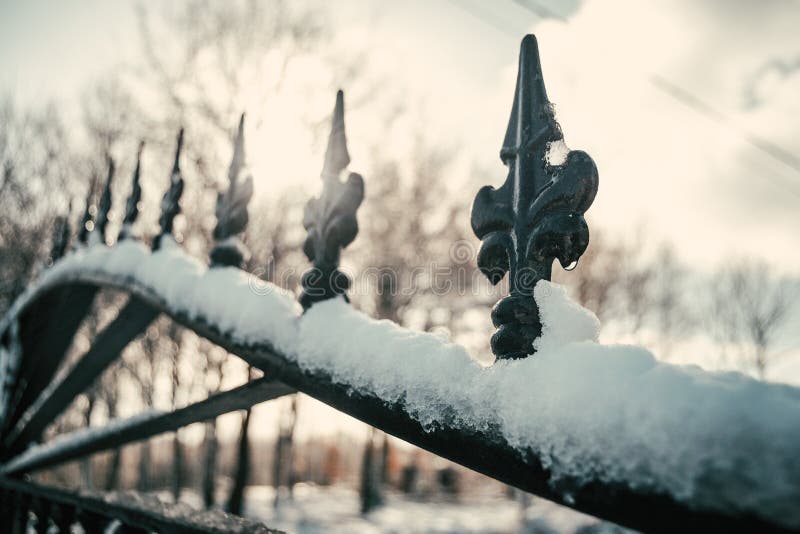 Detail of a Snow Forge Gate Stock Image - Image of forging, decoration ...