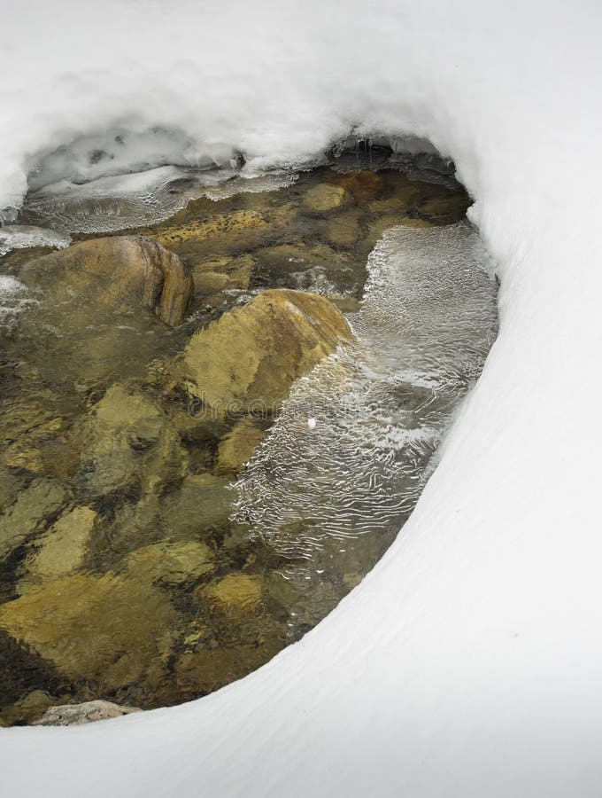Detail of winter stream stock photo. Image of snow, detail - 53241068