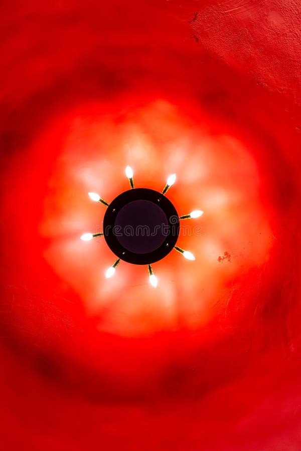Detaile of a Red Lamp with Red Cover Stock Photo - Image of show, light ...