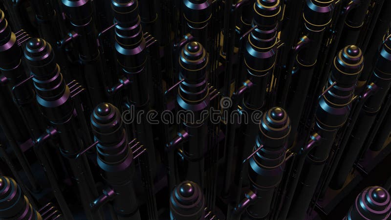 Abstract 3D Render of Industrial Mechanical Components with Futuristic ...