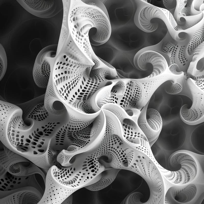 Intricate Black and White Abstract Patterns of Flowing Shapes in 3d ...
