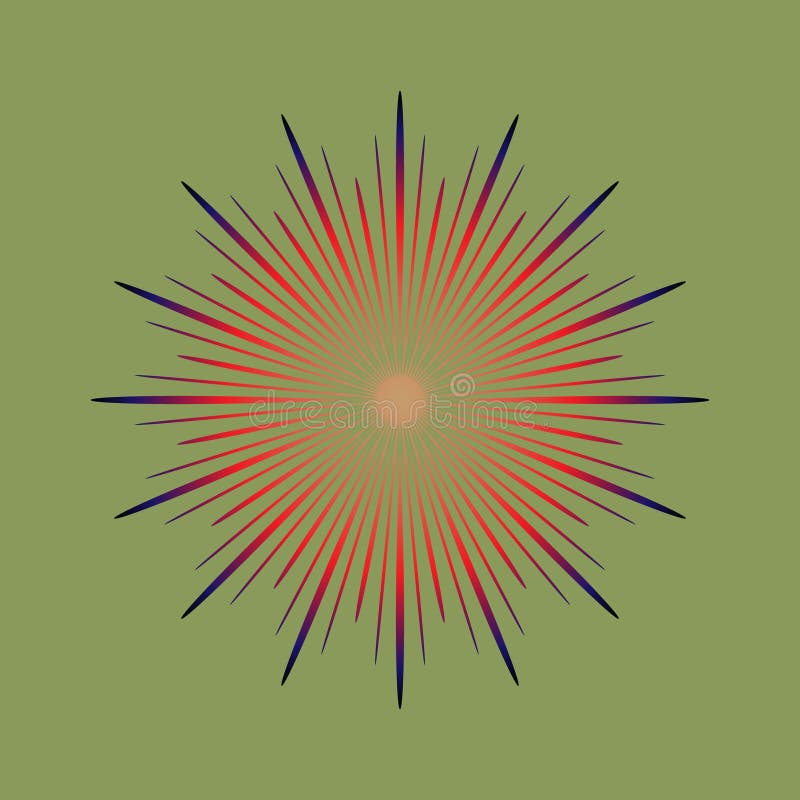 Abstract Spiky Radiating Lines on Green Background with Gradient Colors ...