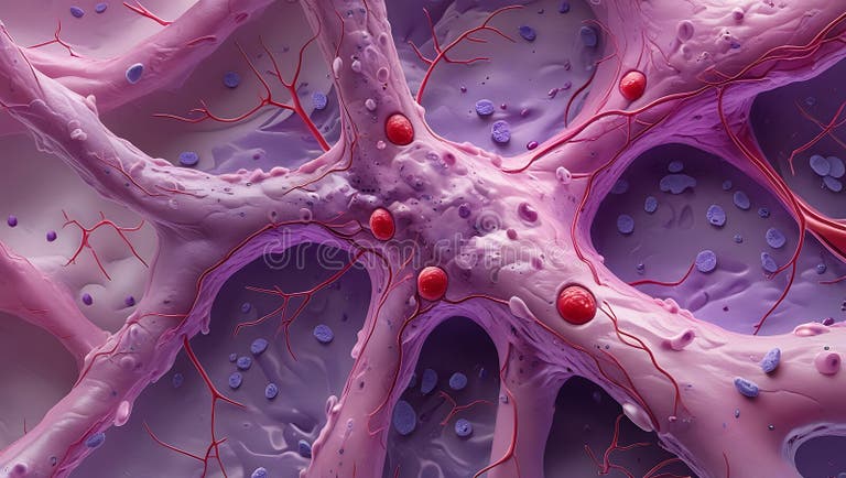 Microscopic View of Tissue with Blood Vessels and Cells Stock ...