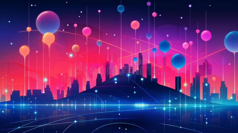 Detailed Abstract Satellite Map Illustration with Bold Lines and Flat ...