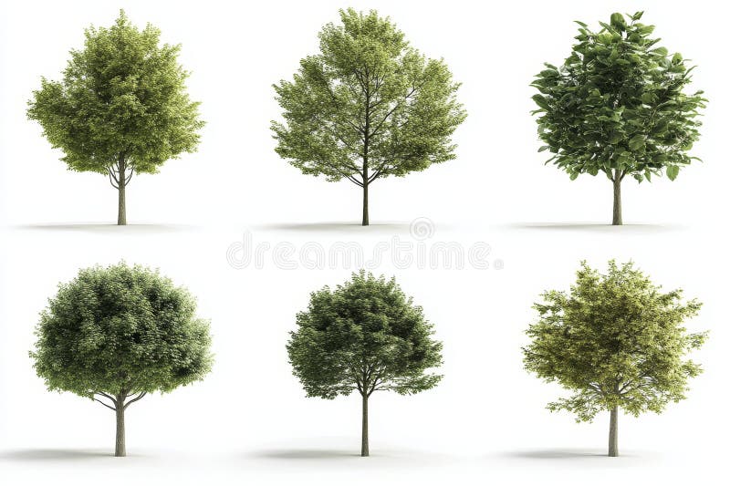 Detailed Abstract Watercolor Tree Side View Isolated on White ...