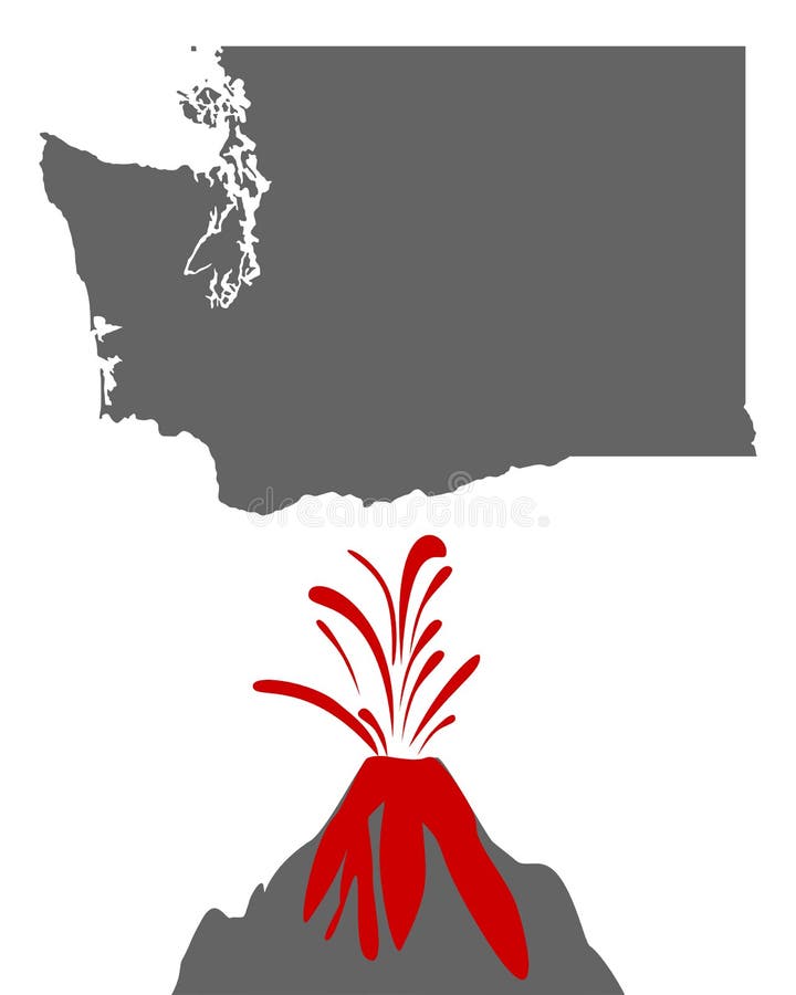 Map of Washington with Volcano Stock Vector - Illustration of stream ...