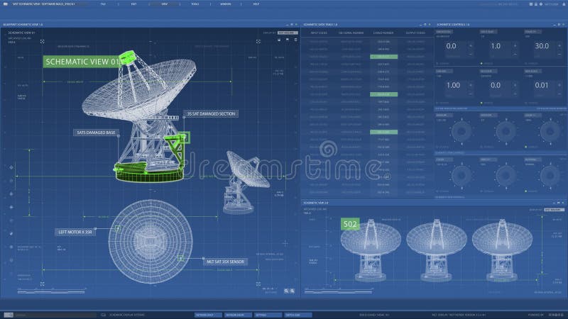 Detailed and Advanced Satellite Dish Schematic Alongside Data Interface ...
