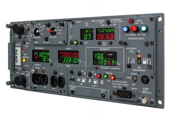 Detailed Aircraft Fuel Quantity Indicator Panel on White Background ...