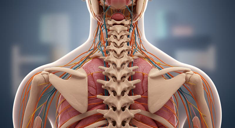 Detailed Anatomical Display of the Human Thoracic Spine and Surrounding ...