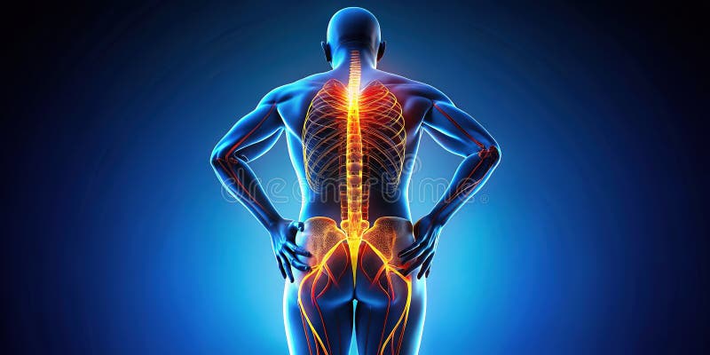 Pain in Lower Back. Correct Kinesiology Taping Stock Vector ...