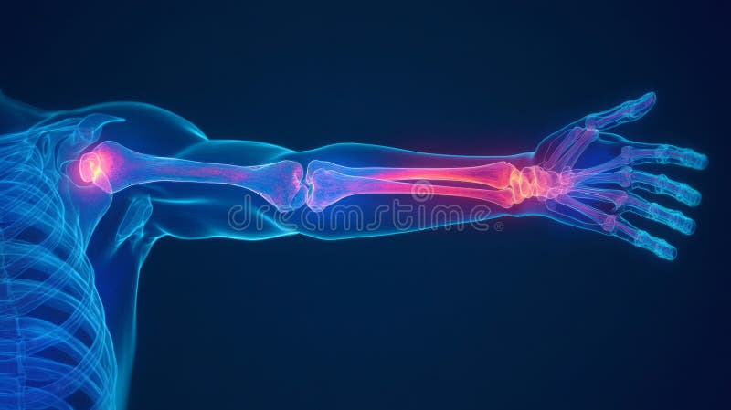 Detailed Anatomical Illustration of a Human Arm Highlighting Joints and ...