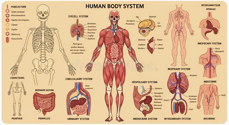 Detailed Anatomical Illustration of Human Body Systems and Their ...