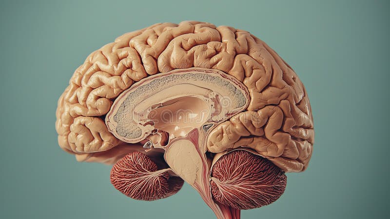 Detailed Anatomical Illustration of a Human Brain Model Stock ...