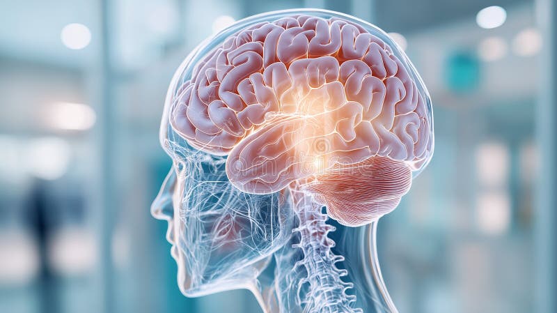 Detailed Anatomical Illustration of Human Brain Showcasing Neural ...