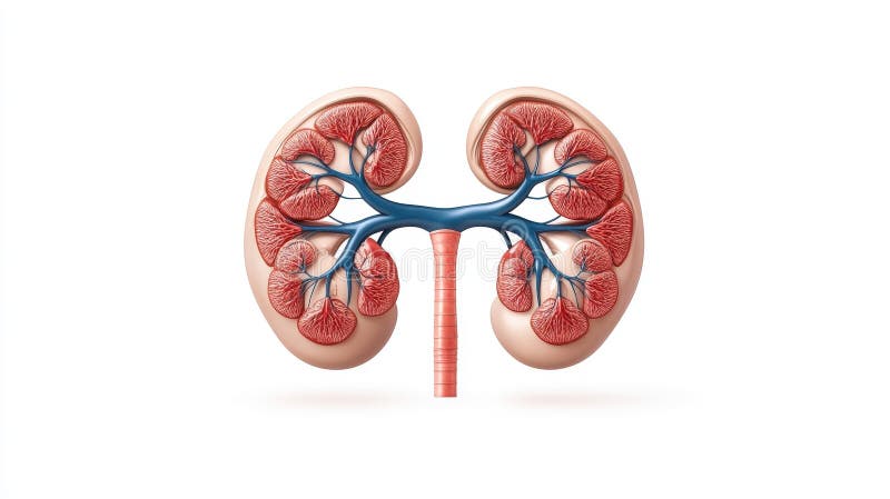 Detailed Anatomical Illustration of Human Kidney Cross-section Stock ...