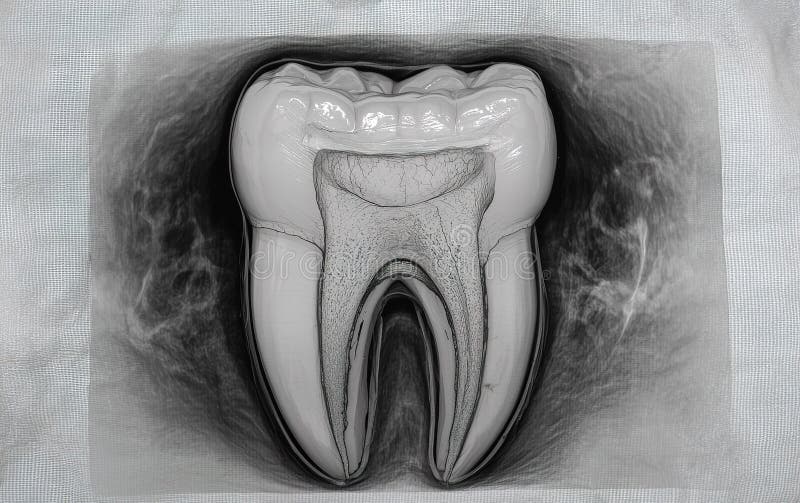 Detailed Anatomical Illustration of a Human Molar Tooth Showing ...