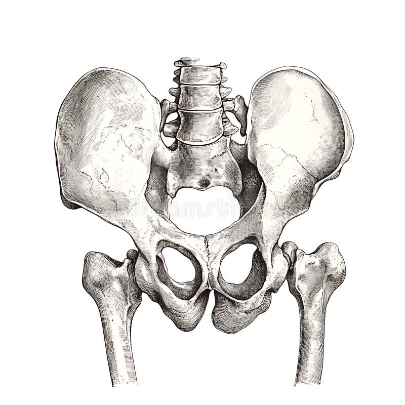 Detailed Anatomical Illustration of the Human Pelvis and Hip Bones ...
