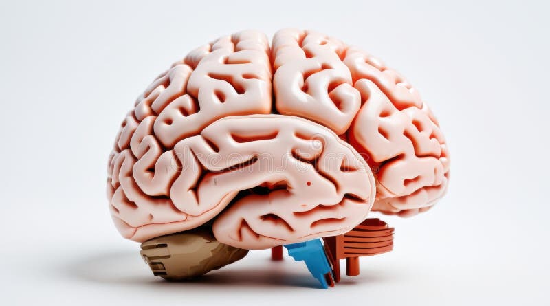 Detailed Anatomical Model of a Human Brain on White Background Stock ...