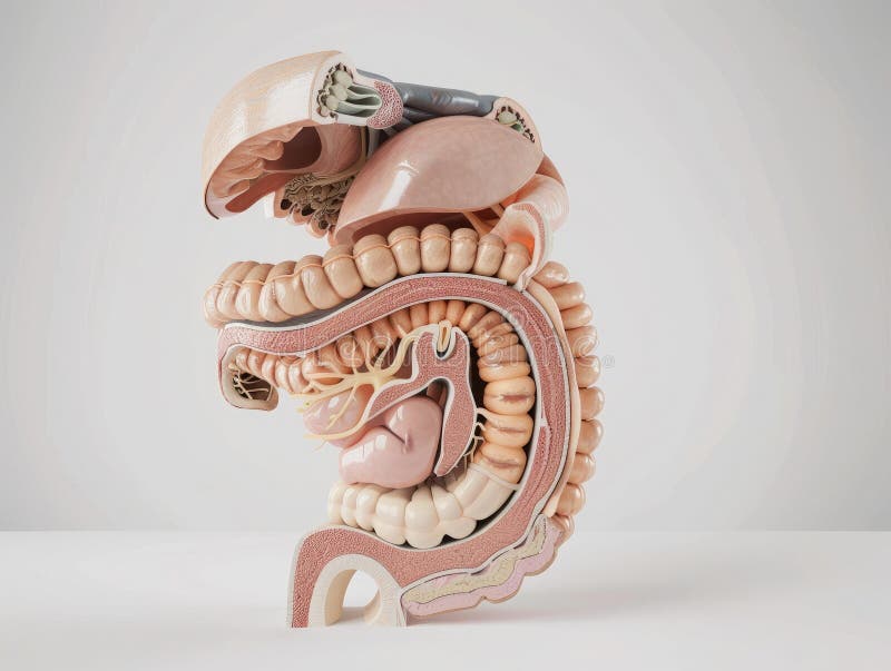 Detailed Anatomical Model of the Human Digestive System Showcasing ...