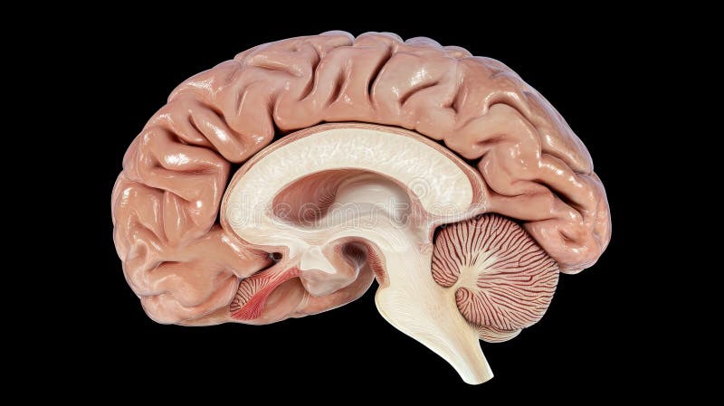 Detailed Anatomical Representation of the Human Brain Showcasing Its ...
