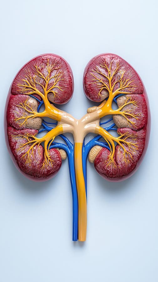 Detailed Anatomical View of Human Kidneys with Vascular Structures ...