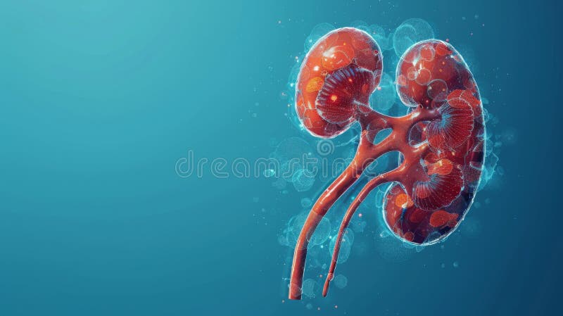 A Detailed and Anatomically Accurate Illustration of Human Kidneys with ...