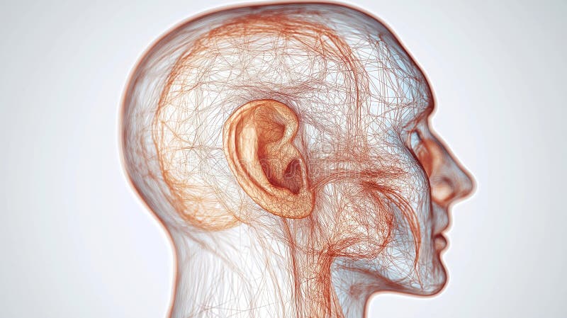 Detailed Anatomy Illustration Shows Human Ear Structures. Outer Ear ...