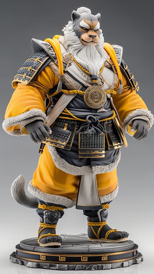 Detailed, Anthropomorphic Wolf Character Dressed in Traditional Samurai ...