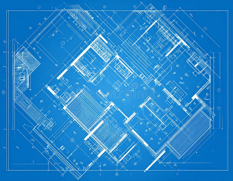 Architectural Project Background. Floor Plan with Construction Sketch ...