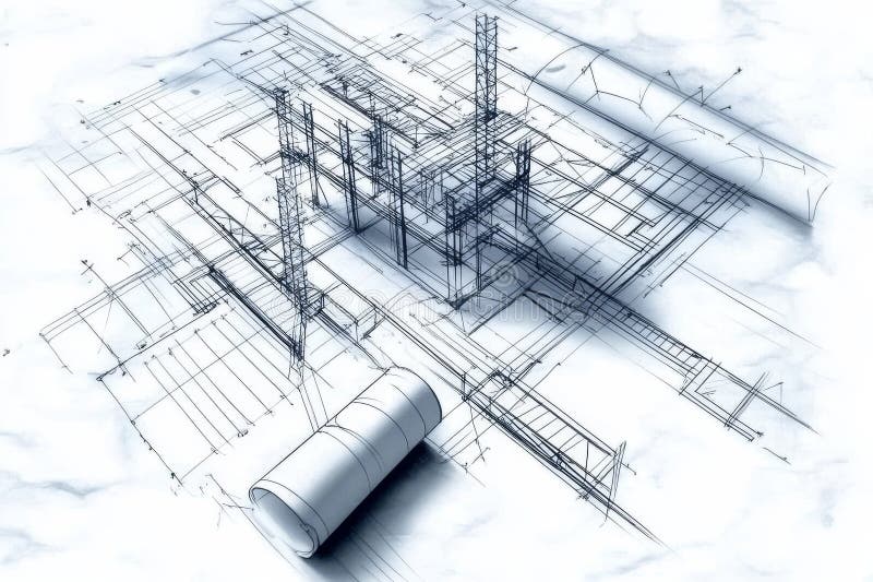 Detailed Architectural Blueprint of a Multilevel Building Design with ...