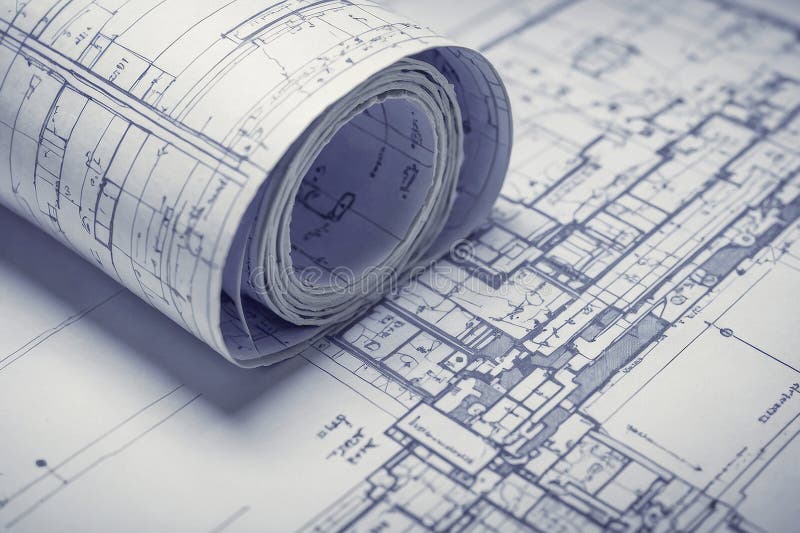 Detailed Architectural Blueprint Small Roll Featuring Precise Technical ...