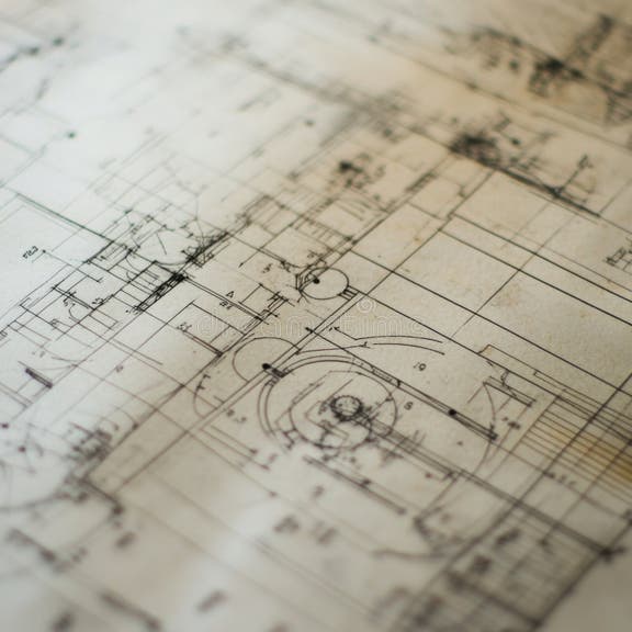 Detailed Architectural Blueprint with Technical Drawings and Structural ...