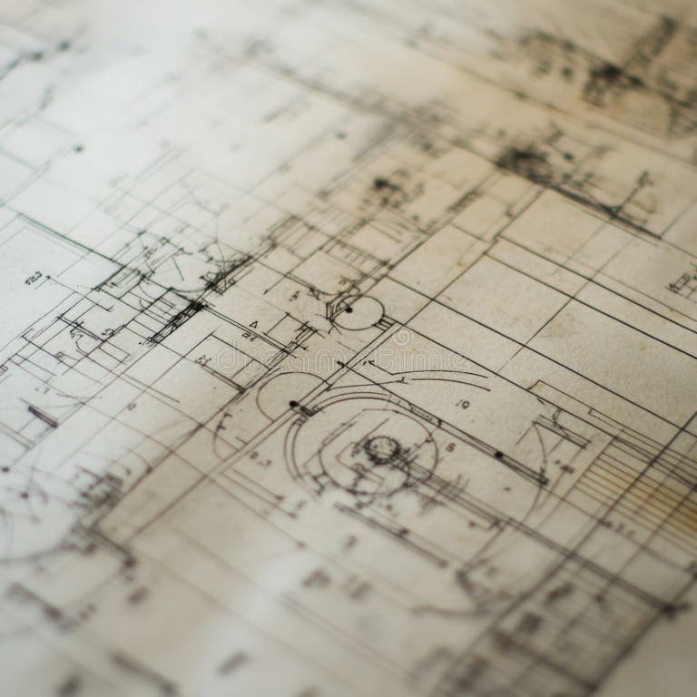 Detailed Architectural Blueprint with Technical Drawings and Structural ...