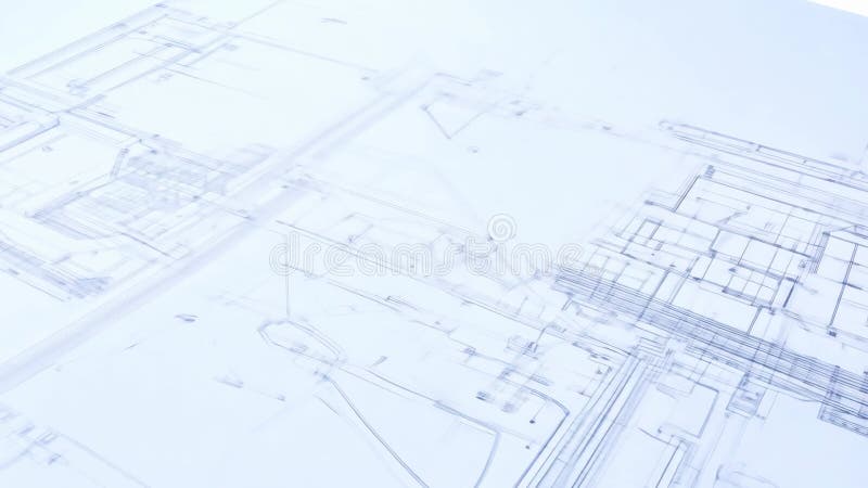 Detailed Architectural Blueprint with Various Lines and Sections on a ...
