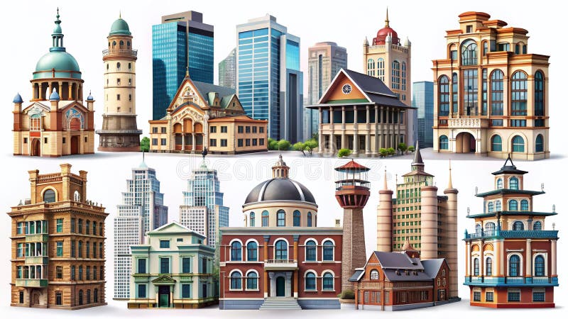 Detailed Architectural Building Clipart for Design Projects Exquisite ...
