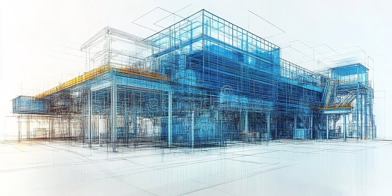 Detailed Architectural Design of a Modern Industrial Building Created ...