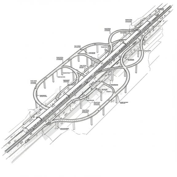 Detailed Architectural Diagram of a Multi-level Highway Interchange. it ...