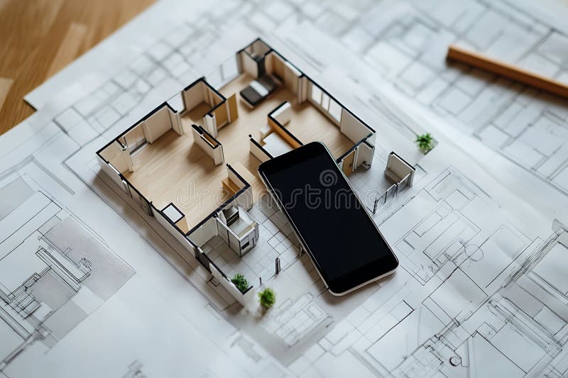A Detailed Architectural Floor Plan in 3D Model Format Rests on ...