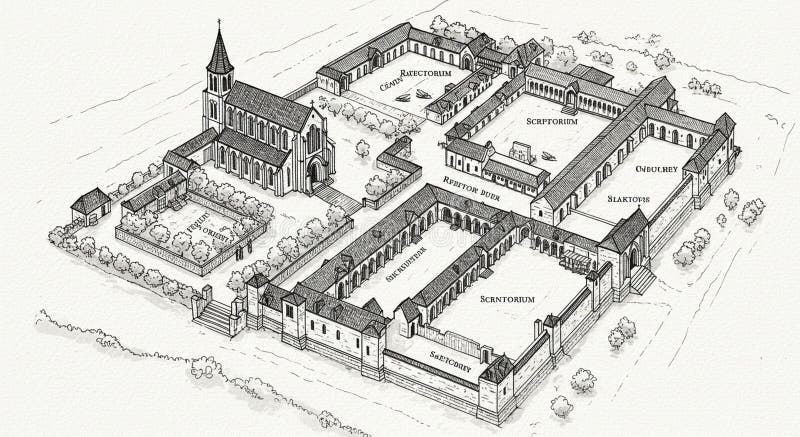 Medieval Monastery Complex Stock Illustrations – 120 Medieval Monastery ...