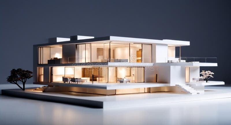 Architectural Model of Modern House on Display. Stock Illustration ...