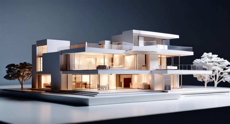 Architectural Model of Modern House on Display. Stock Illustration ...