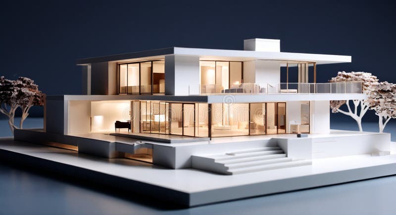 Architectural Model of Modern House on Display. Stock Illustration ...